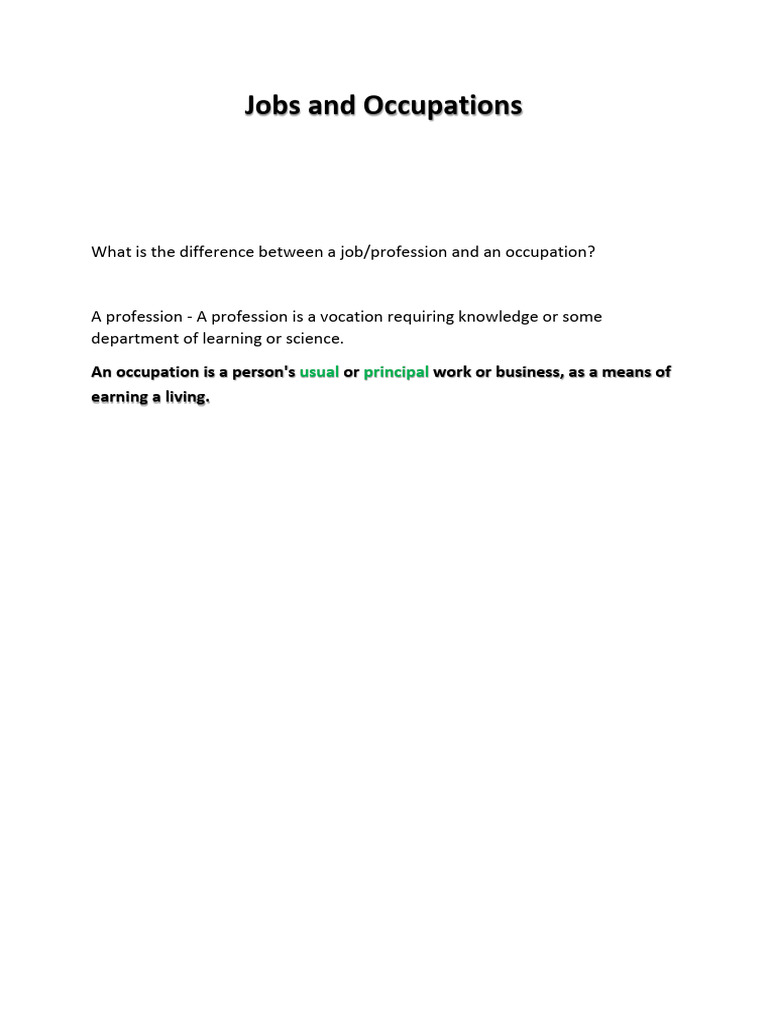 Jobs and Occupations Vocab | PDF | Waiting Staff