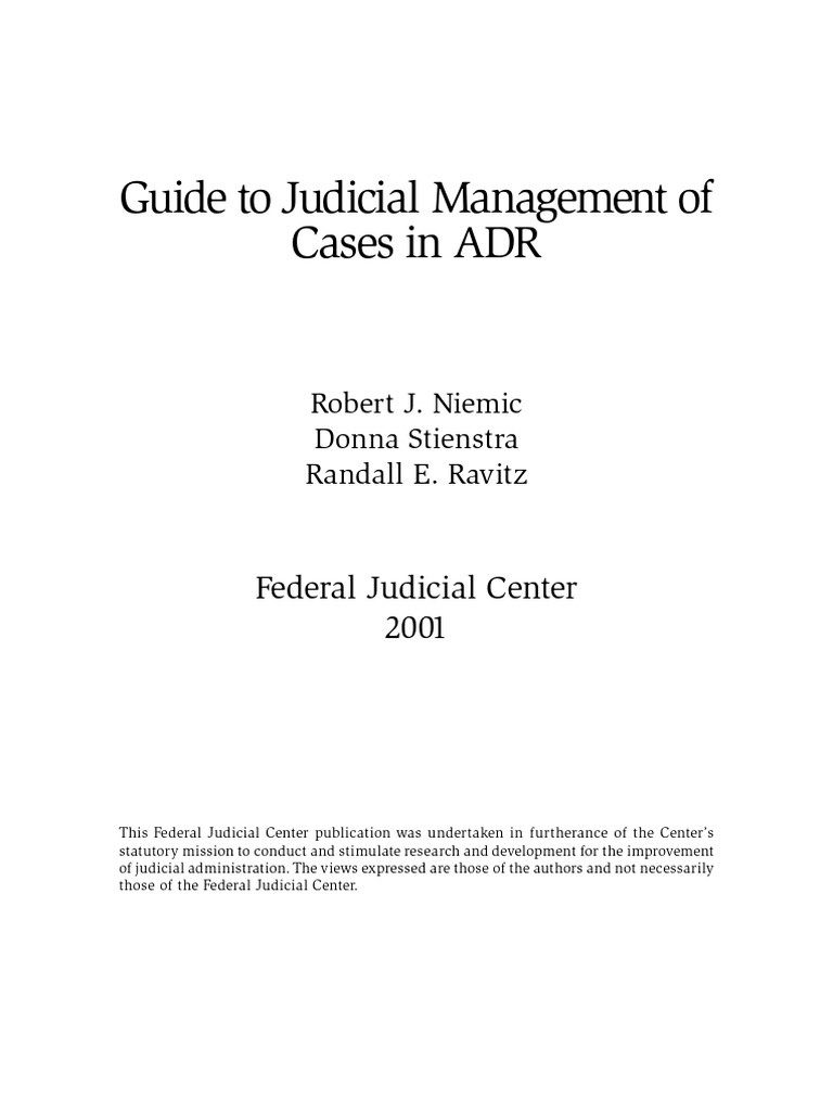 Guide To Judicial Management of Cases in ADR (2001) - Capitulo III MT Importante | PDF ...