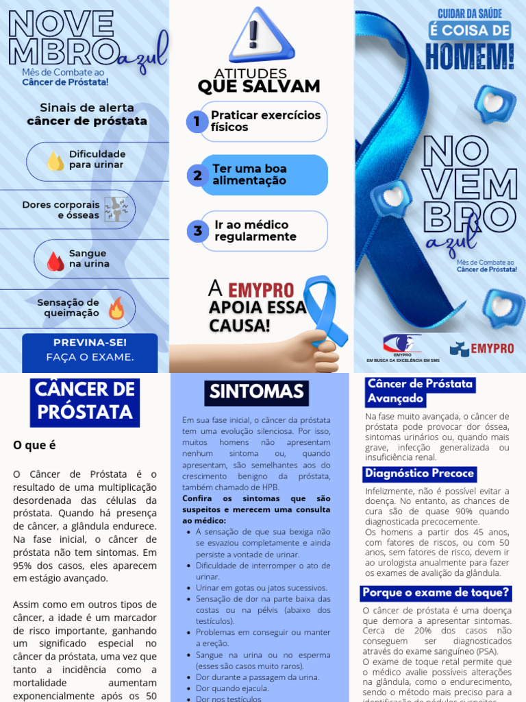 Folder Novembro Azul - Emypro | PDF | Câncer | Câncer de próstata