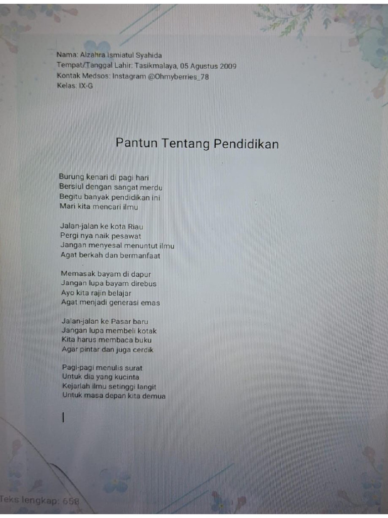 Pantun Pendidikan | PDF