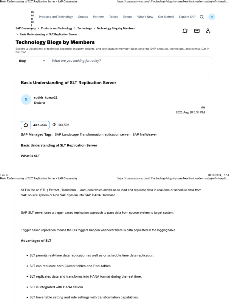 Basic Understanding of SLT Replication Server - SAP Community | PDF | Replication (Computing ...