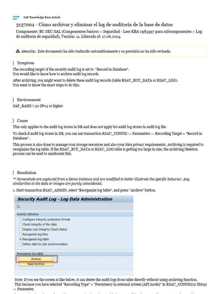 Cómo Archivar y Eliminar El Log de Auditoría de La Base de Datos | PDF | Databases | Database ...