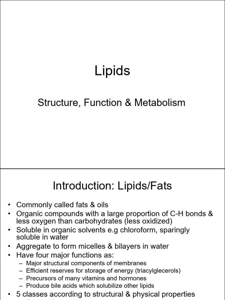 Lipids Structure, Metabolism - Function1 - Thuto 2022 23-1 | PDF | Lipid | Ketosis