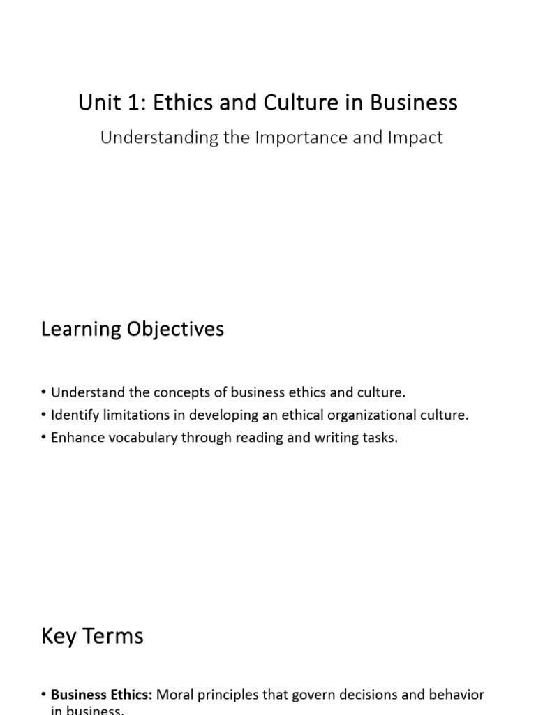 Business Ethics and Corporate Culture Guide | PDF | Organizational ...
