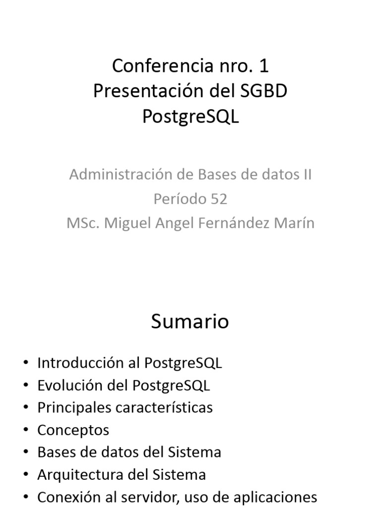 C 1.2. Presentación Del SGBDPostgreSQL | PDF | Postgre Sql | Bases de datos