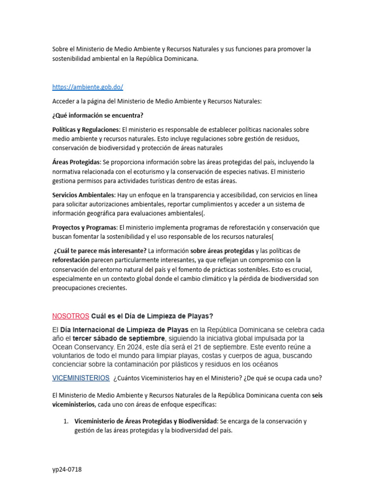 Funciones del Ministerio de Medio Ambiente RD | PDF | Sustentabilidad ...