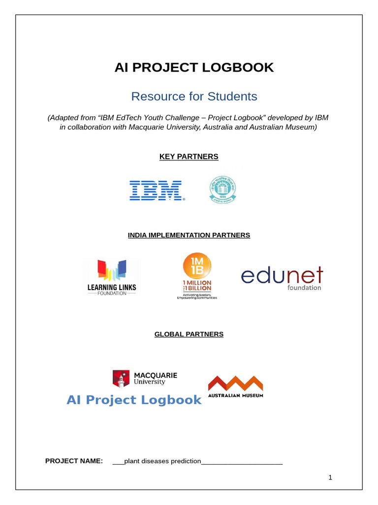 IBM-CBSE AI Project Logbook | PDF | Artificial Intelligence ...