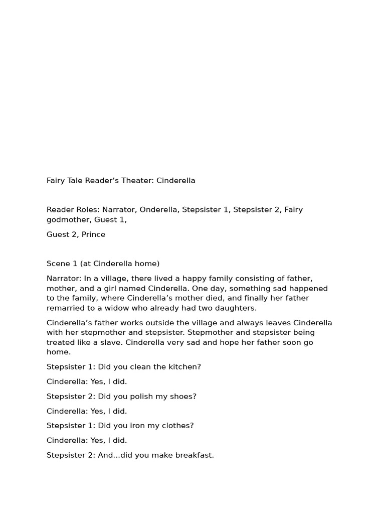 Cinderella Reader's Theater Script | PDF | Cinderella | Grimms' Fairy Tales