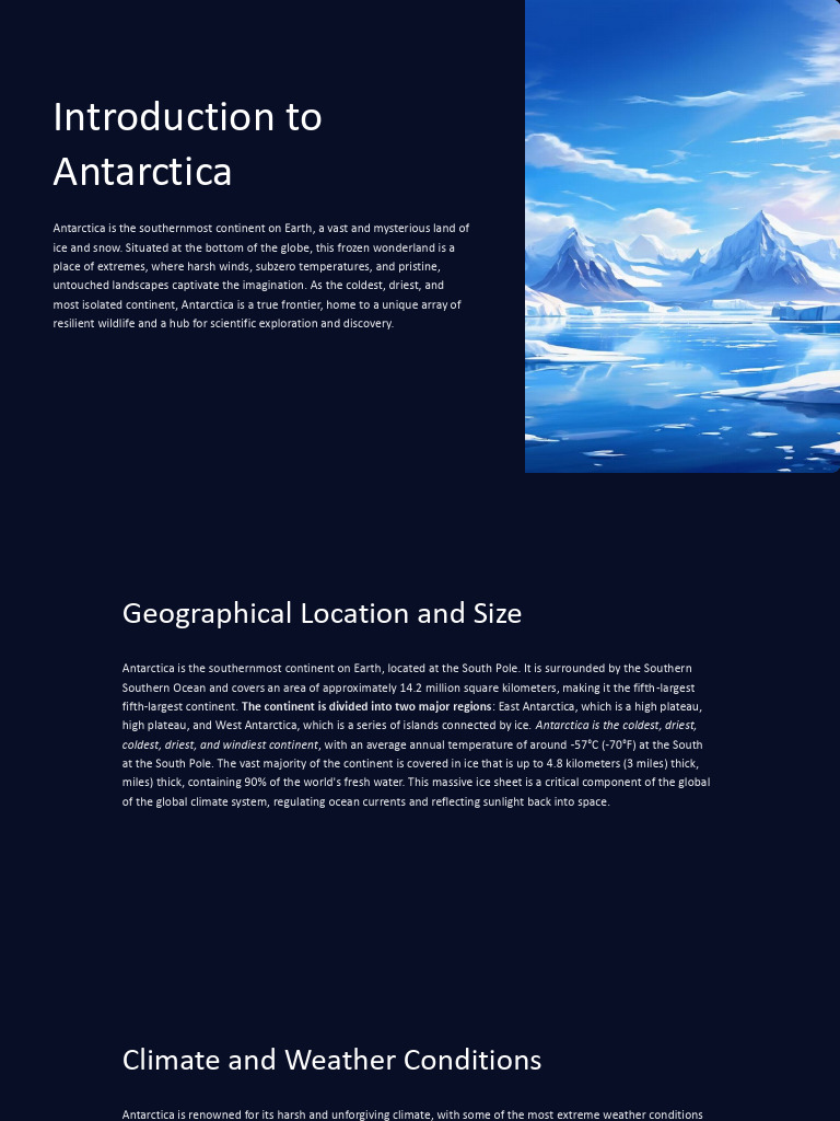 Introduction To Antarctica | PDF | Antarctica | Heroic Age Of Antarctic ...