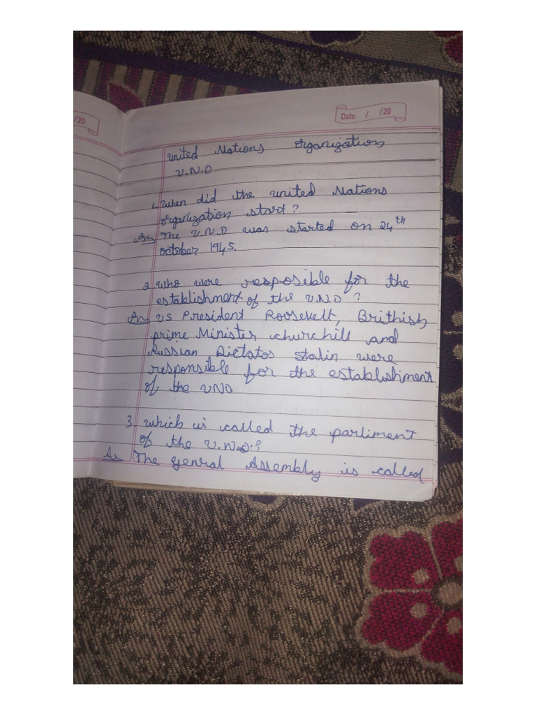 7th Standard Social Science Chapter U. N. O Notes | PDF