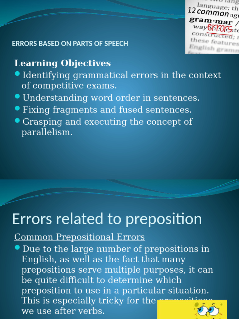 Errors On Prepostion - Conjunction - Interjection | PDF | Preposition And Postposition ...