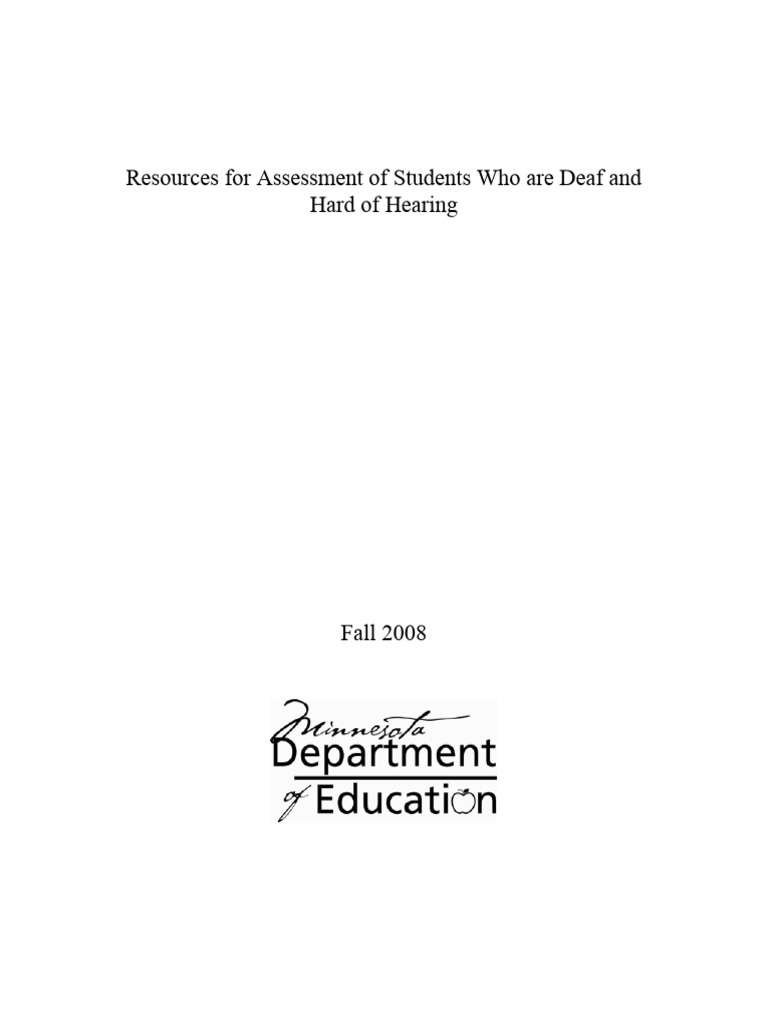 Resources For Assessment of Students Who Are Deaf and Hard of Hearing ...