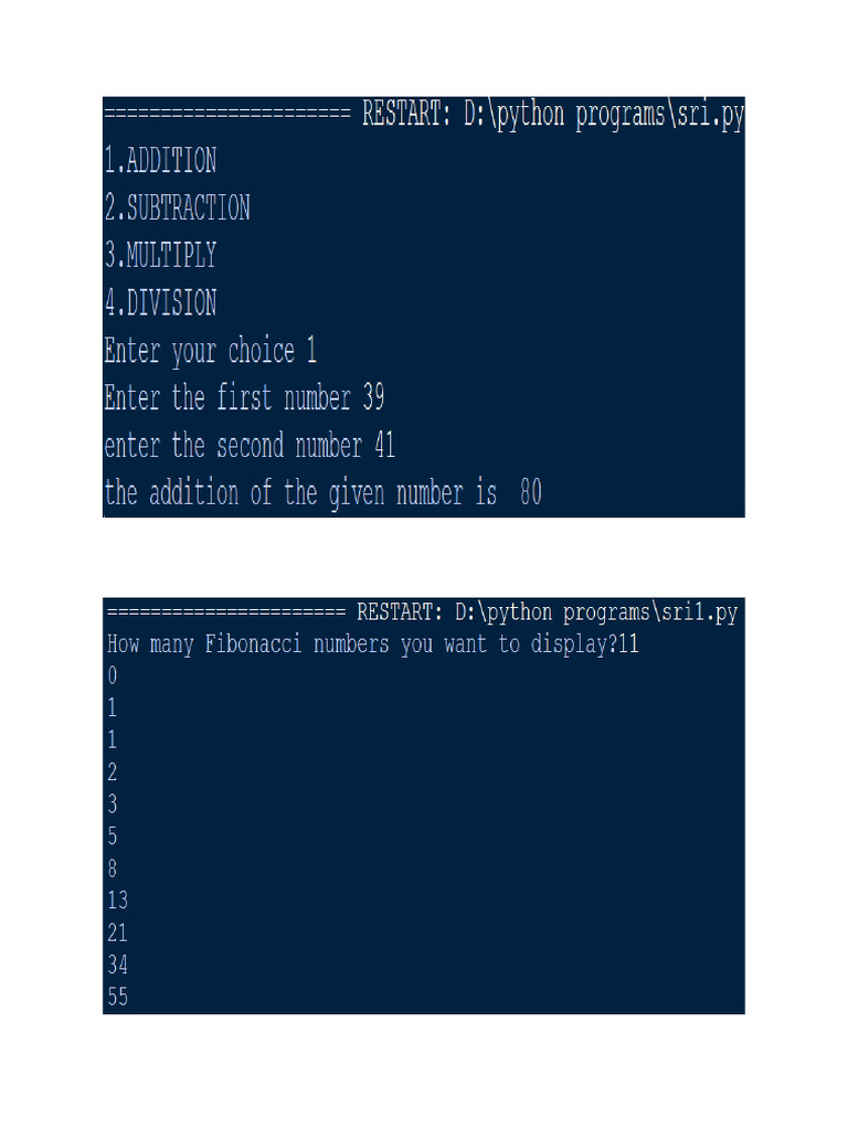 Python Programs Outputs | PDF