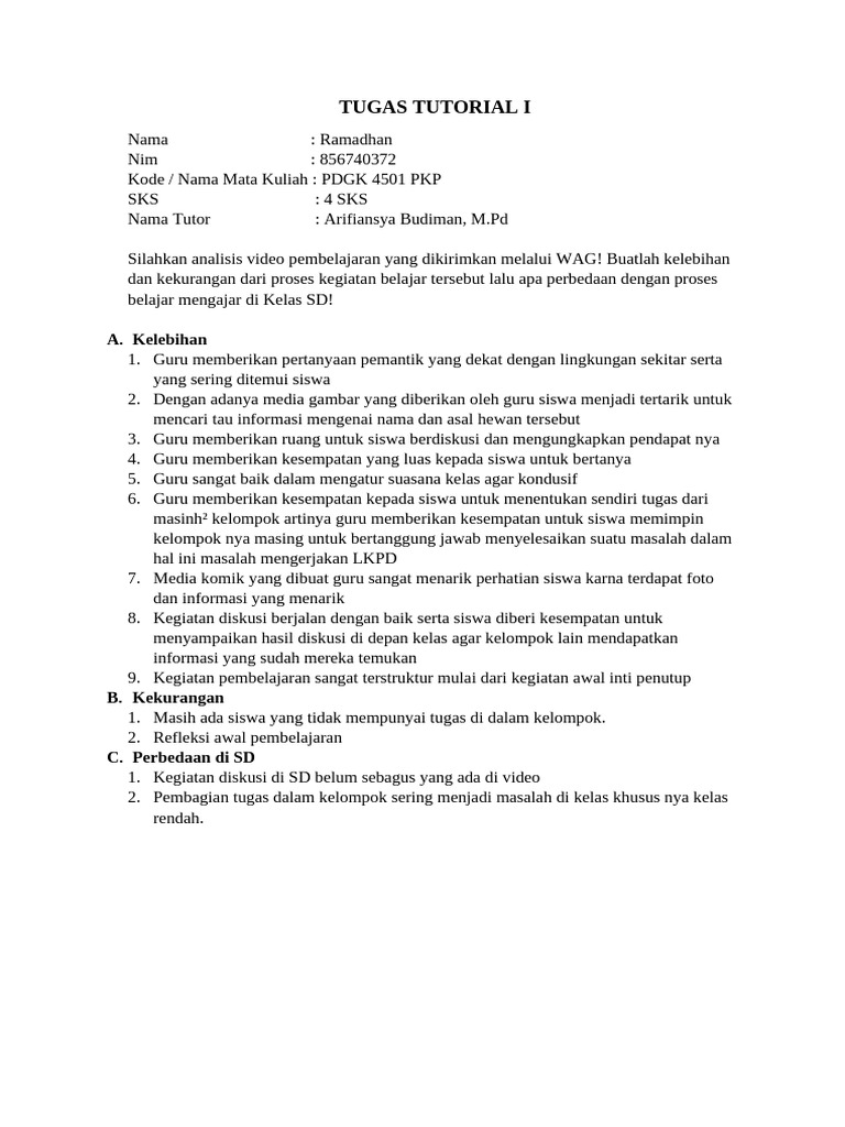 Tugas Tutorial I | PDF