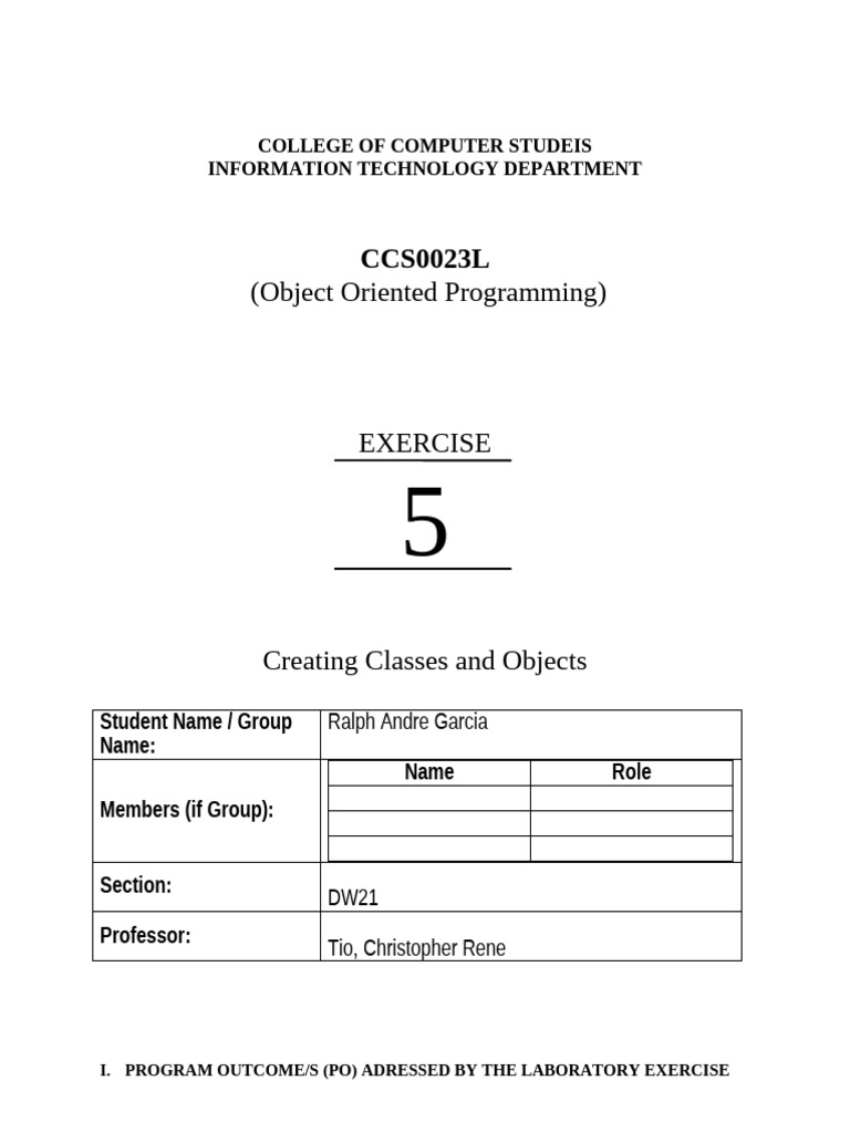 Lab Exp 5 Creating Class Diagrams 1 Pdf Class Computer Programming Computer Program 7337