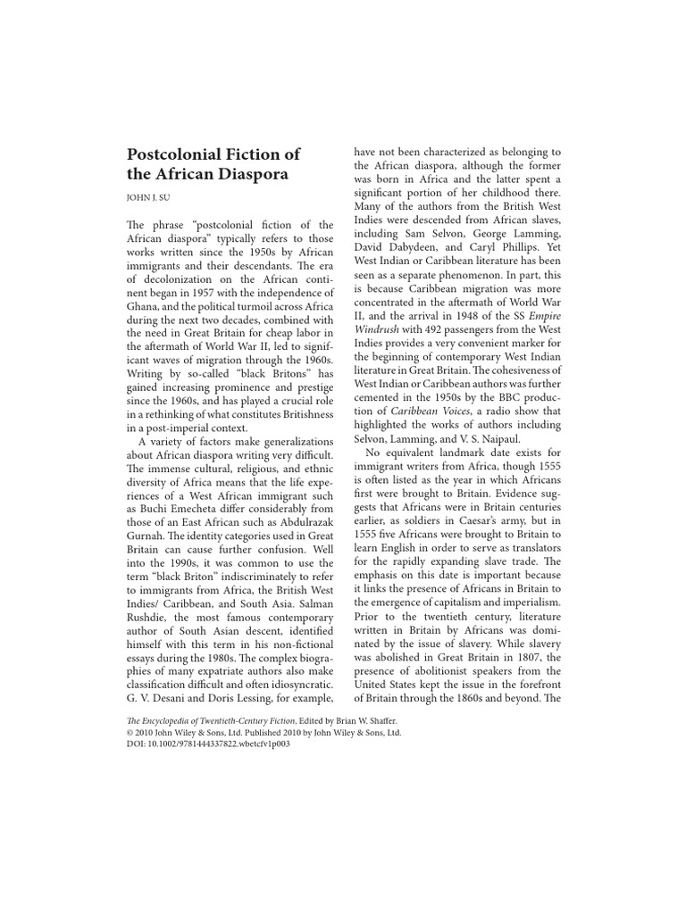 Postcolonial Fiction of The African Diaspora | PDF | Postcolonialism ...