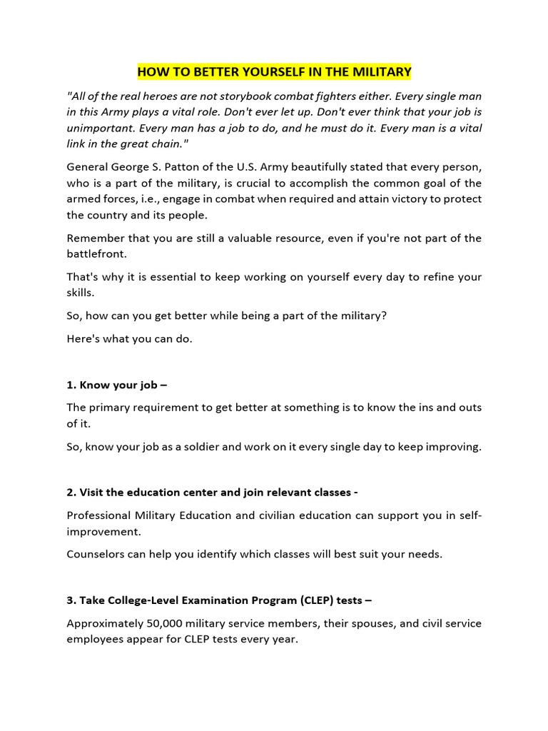 Self-Improvement for Soldiers | PDF | Psychology | Social Psychology