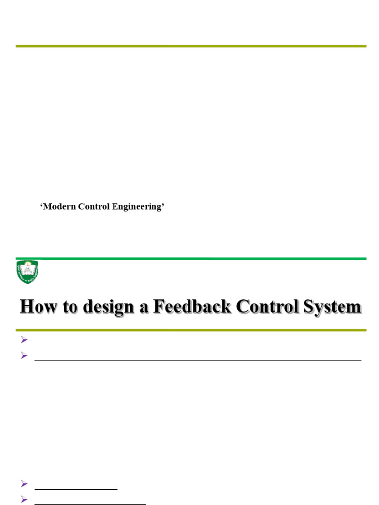 Feedback Control System Design Guide | PDF | Control Theory | Equations