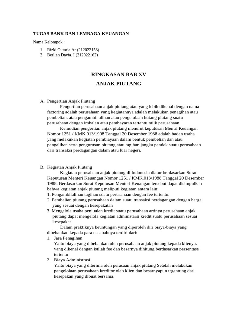 Anjak Piutang dan Keuntungannya | PDF