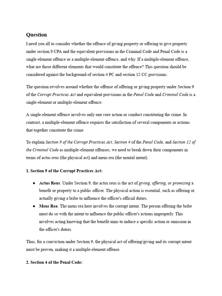 Multiple Element Offence | PDF | Mens Rea | Criminal Law