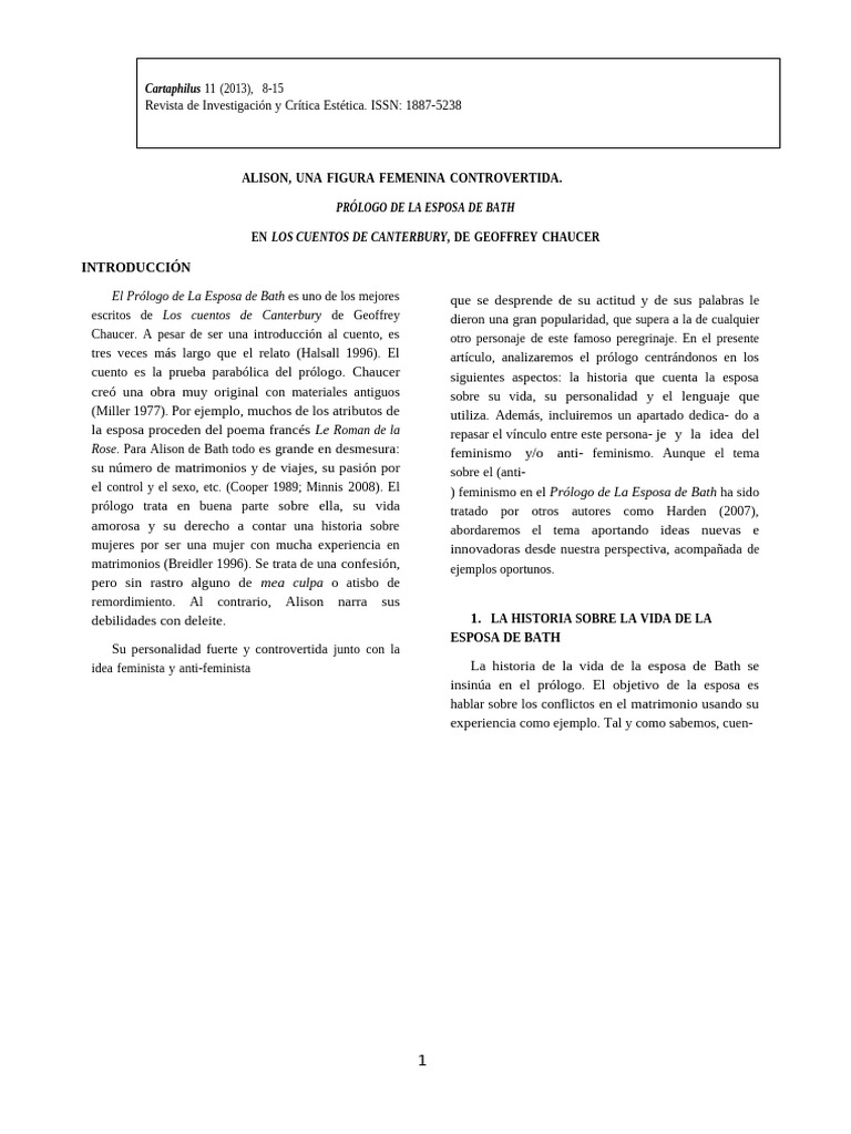Chaucer. La Esposa de Baht. Alison | PDF | Feminismo | Estudios de género