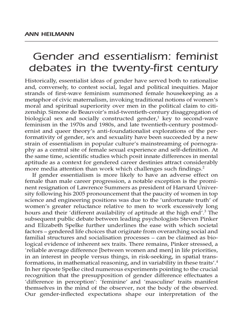 Critical Quarterly - 2011 - Heilmann - Gender and Essentialism Feminist ...