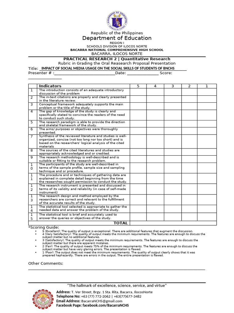 Rubric For Research Proposal Defense | PDF | Scientific Method | Science