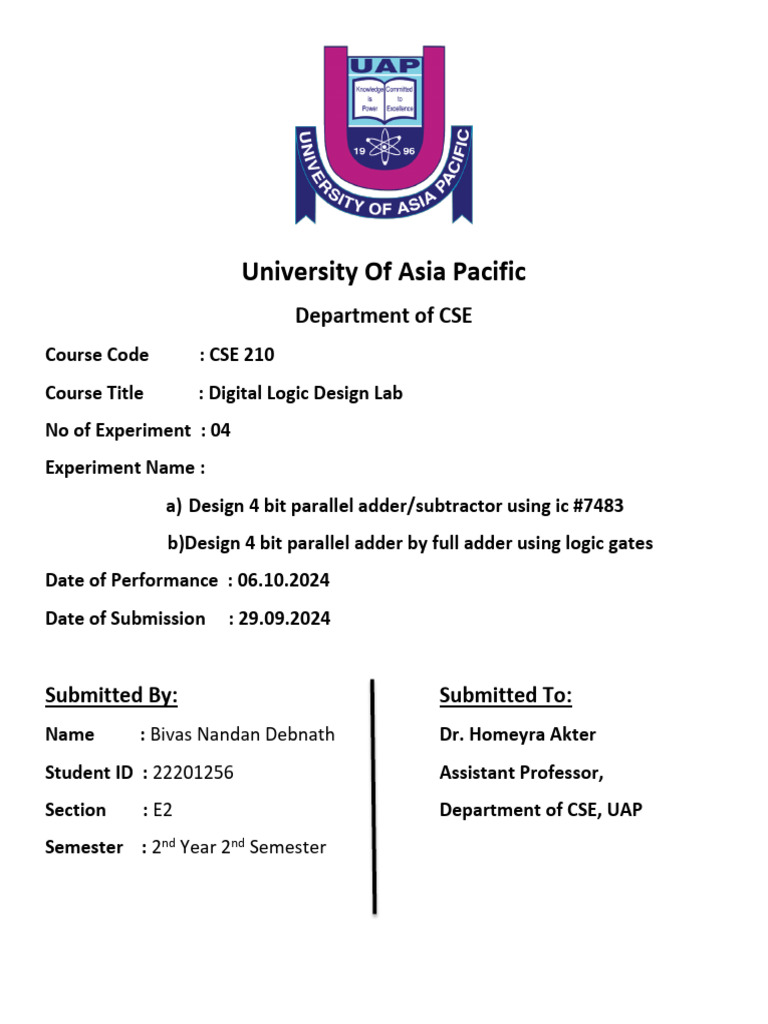 Experiment-4 Cover Page | PDF