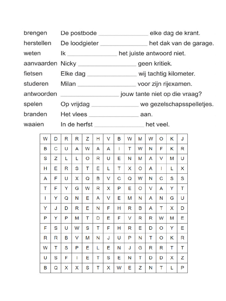 Woordzoeker Persoonsvorm | PDF