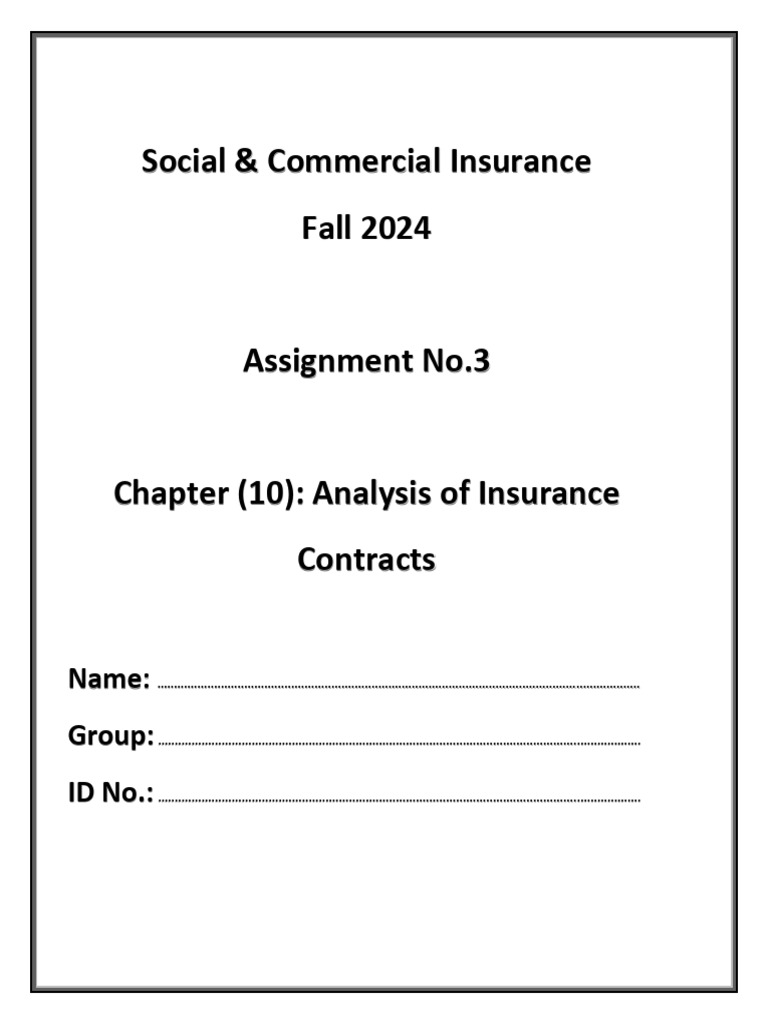 Assignment No.3 - Social & Commercial Insurance - CH | PDF | Liability Insurance | Insurance