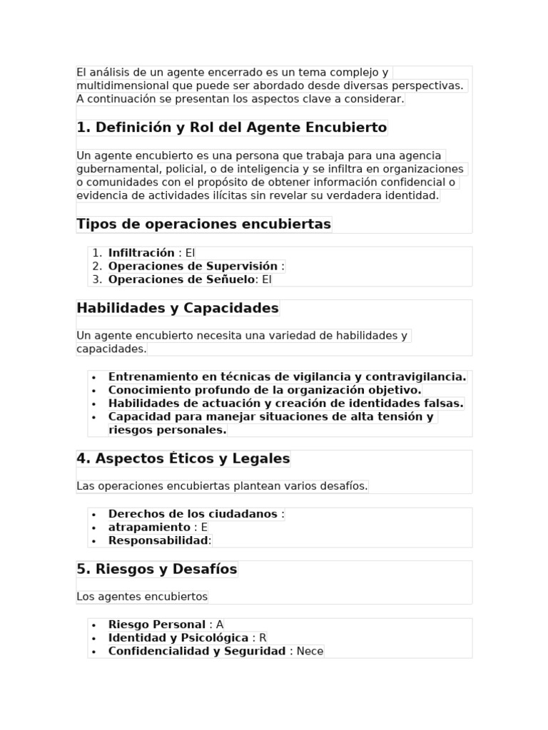 Definición y Rol Del Agente Encubierto | PDF | Responsabilidad | Sicología