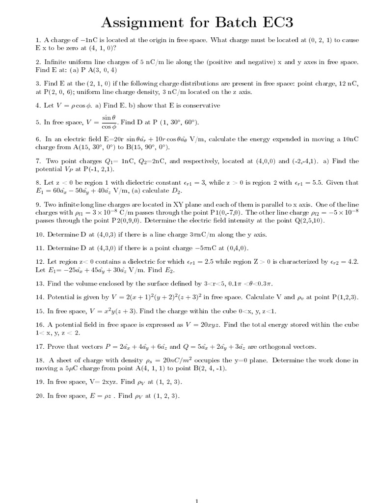 EMFT Assignment 03 | PDF | Coordinate System | Physics