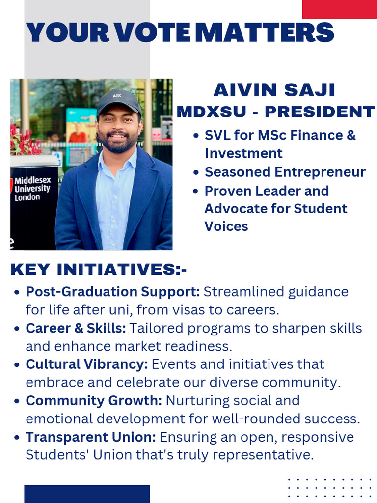 Aivin Saji - Manifesto For MDXSU President | PDF
