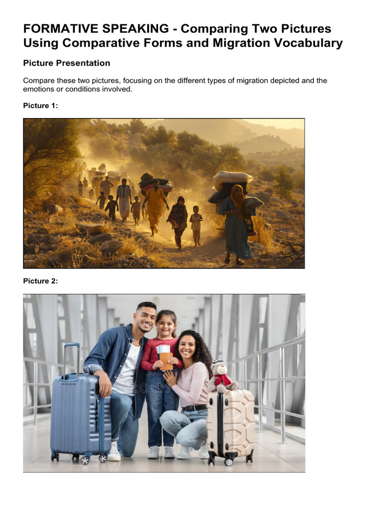 Speaking Formative Comparing Two Photosgraphs | PDF | Human Migration | Emotions