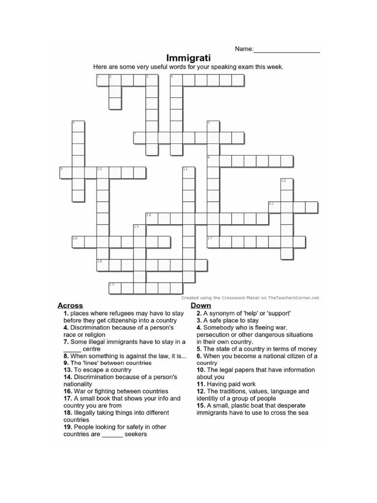 Migration Crossword | PDF