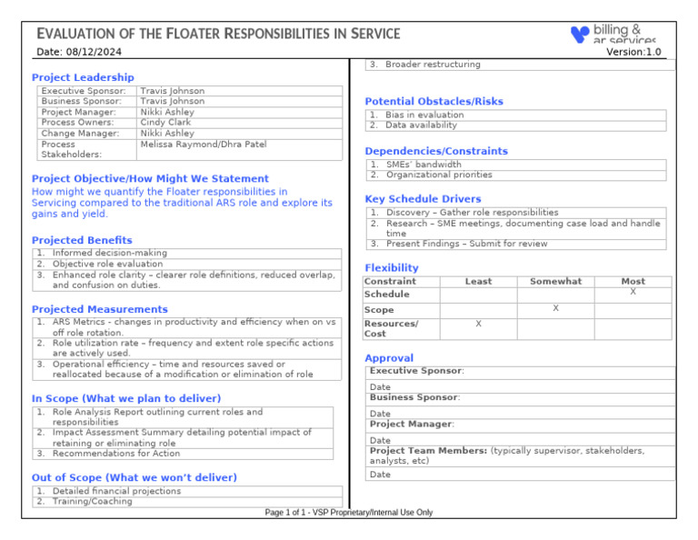 One Page Charter - Floater Analysis | PDF | Business
