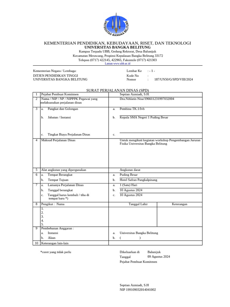 Format SPPD Terbaru 2025 untuk Sekolah | PDF