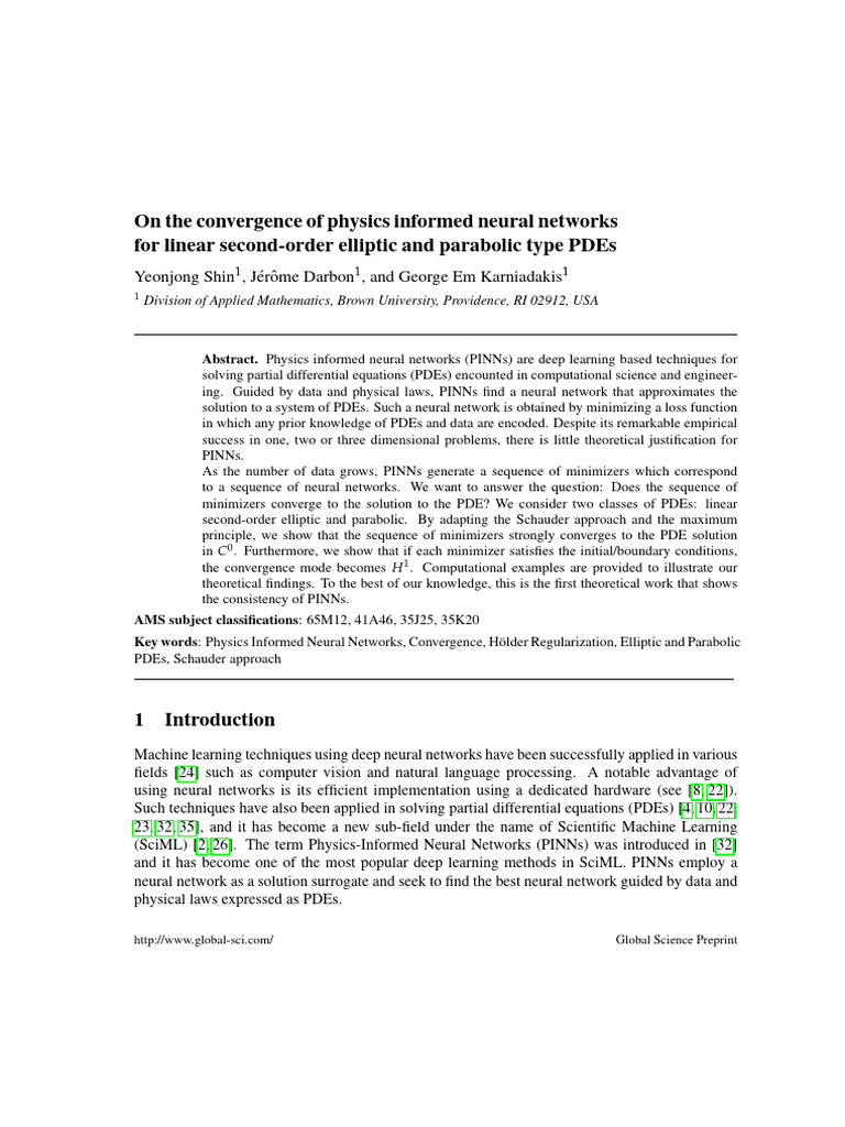 On The Convergence of Physics Informed Neural Networks For Linear Second-Order Elliptic and ...