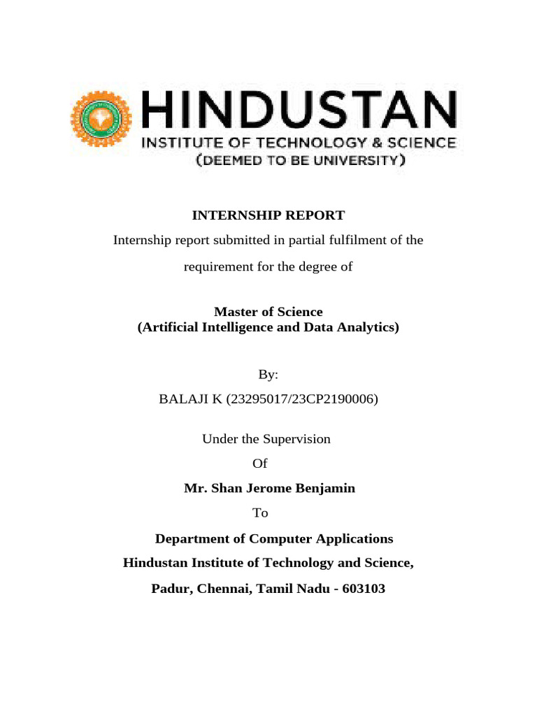 AI & Data Analytics Internship Report | PDF | Python (Programming Language) | Machine Learning