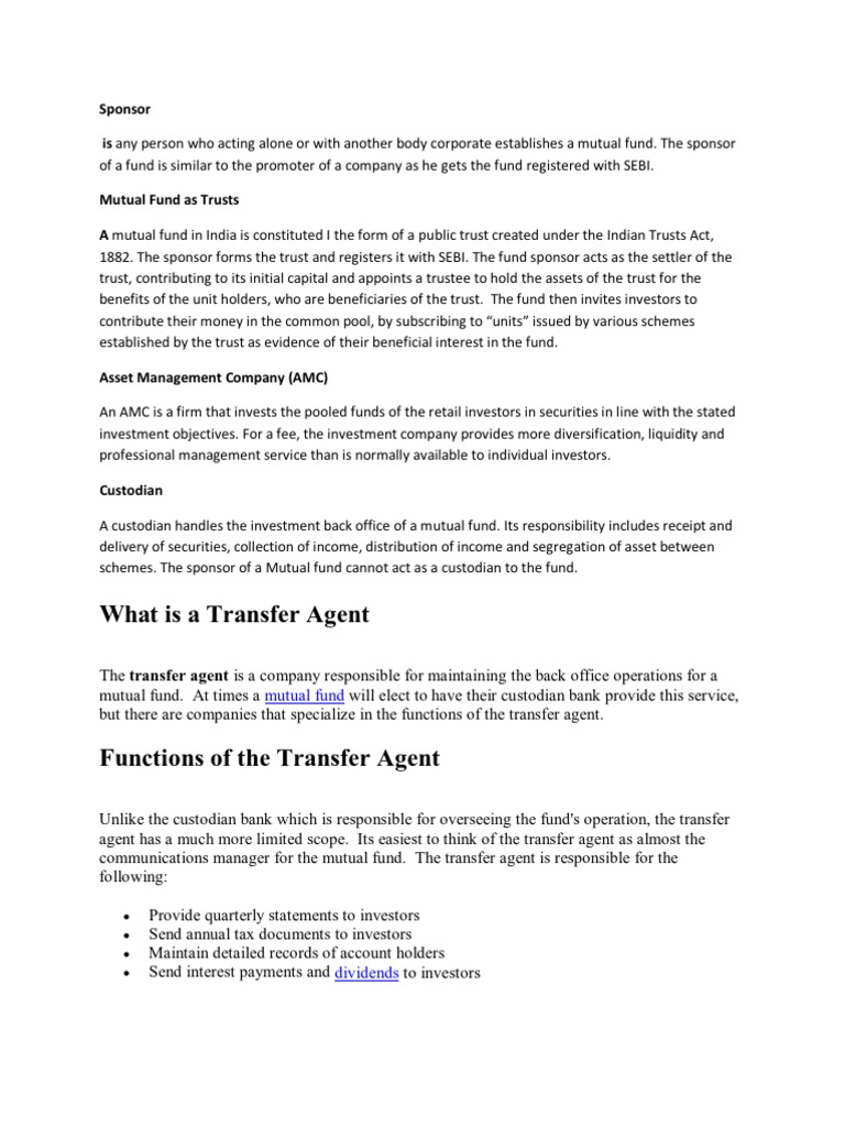 What Is A Transfer Agent: VVVVV | PDF