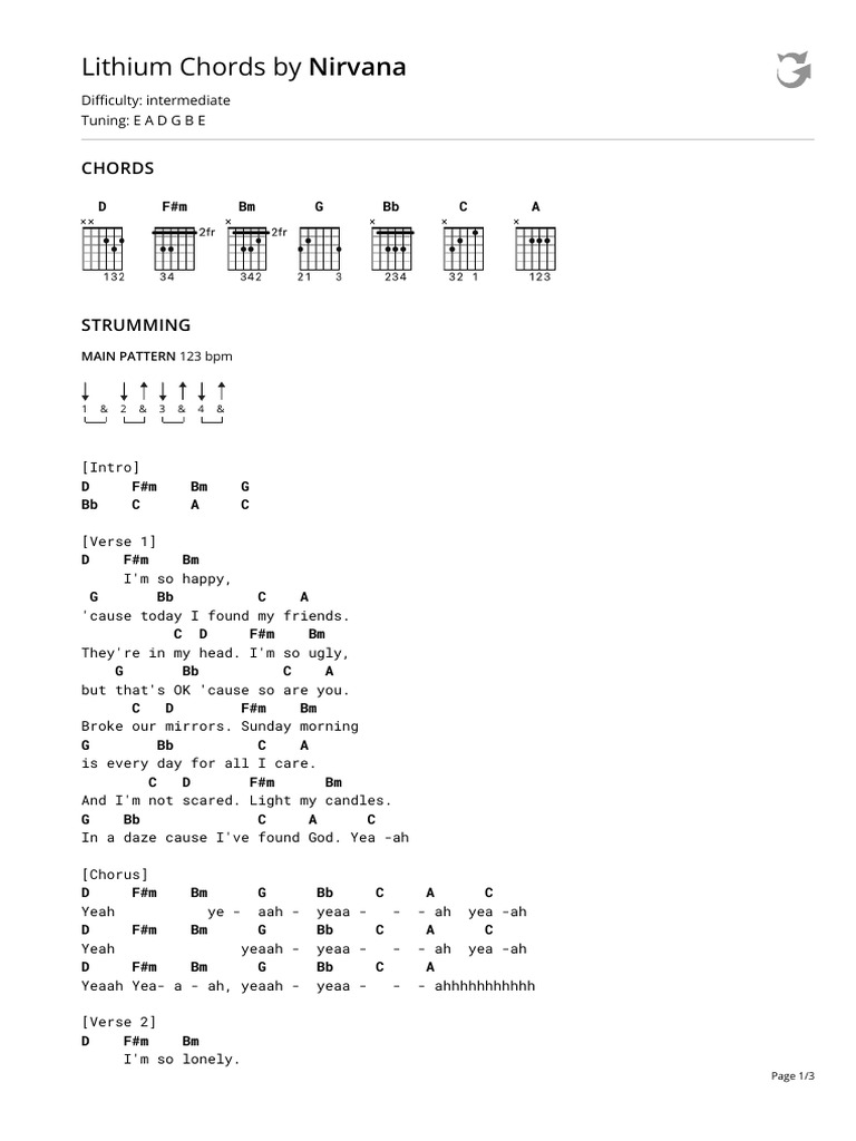 Lithium - Nirvana | PDF | Guitars | Musical Instruments