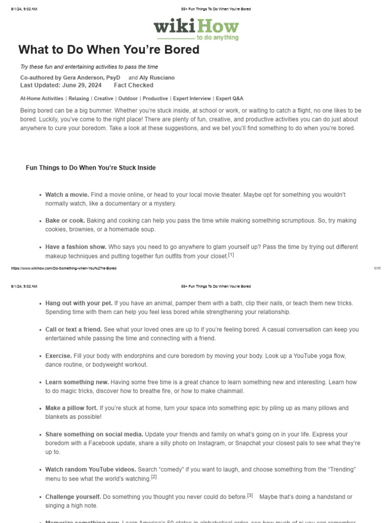 55+ Fun Things To Do When You're Bored | PDF