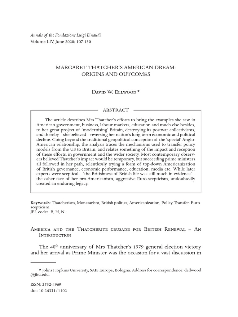 Thatcher's American Dream | PDF | Margaret Thatcher | Neoliberalism