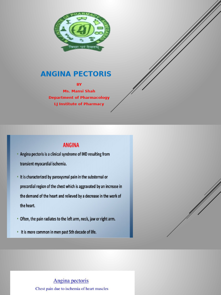Angina Presentation - SEM5 | PDF | Statin | Cardiovascular System