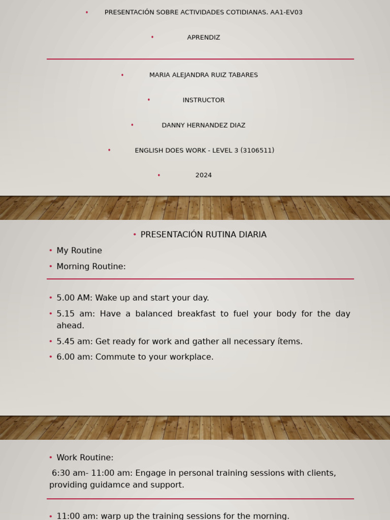 Presentación Rutina Diaria | PDF