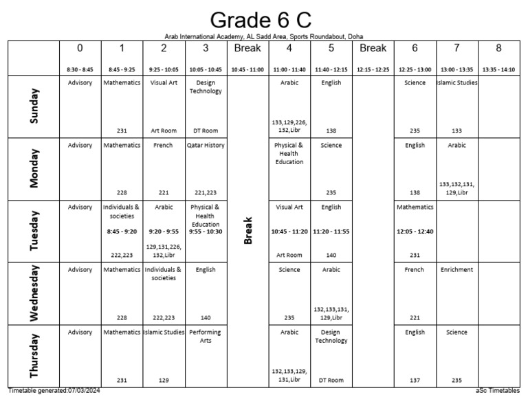 Ramadan Schedule Updated 6C | PDF