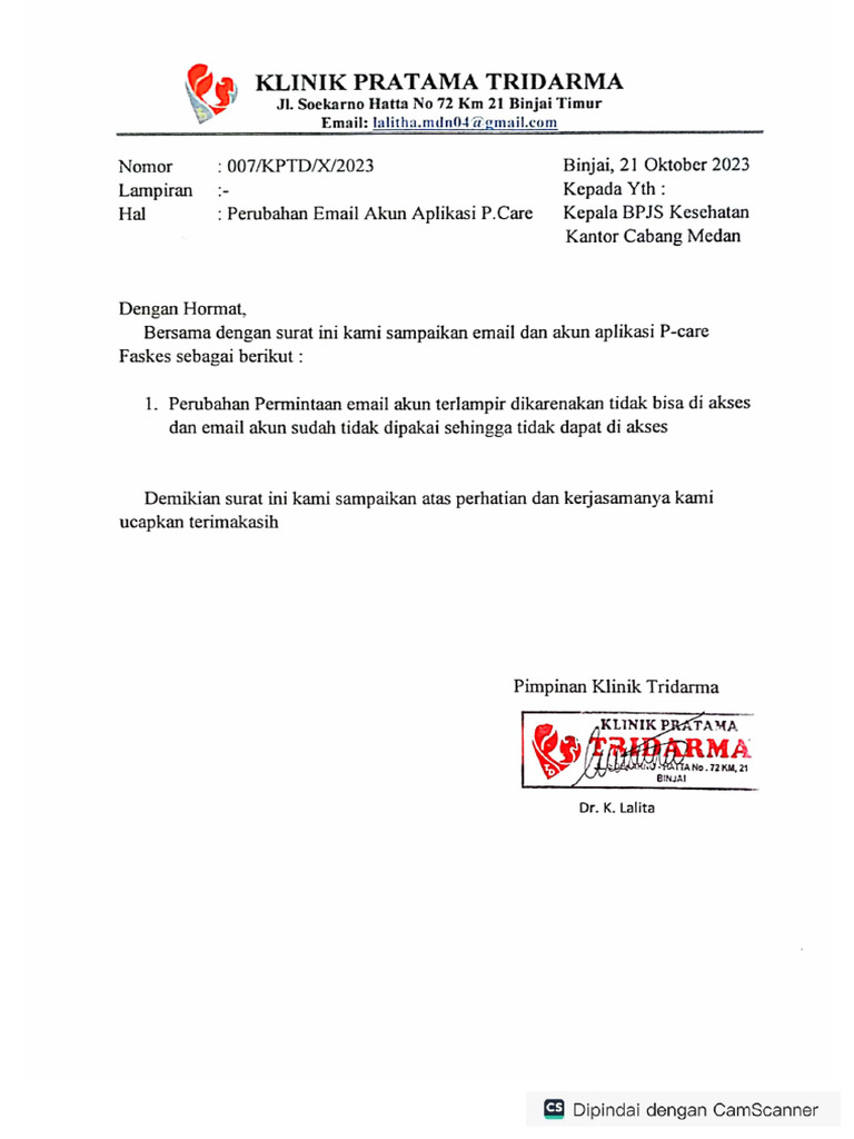 Surat Perubahan Email | PDF