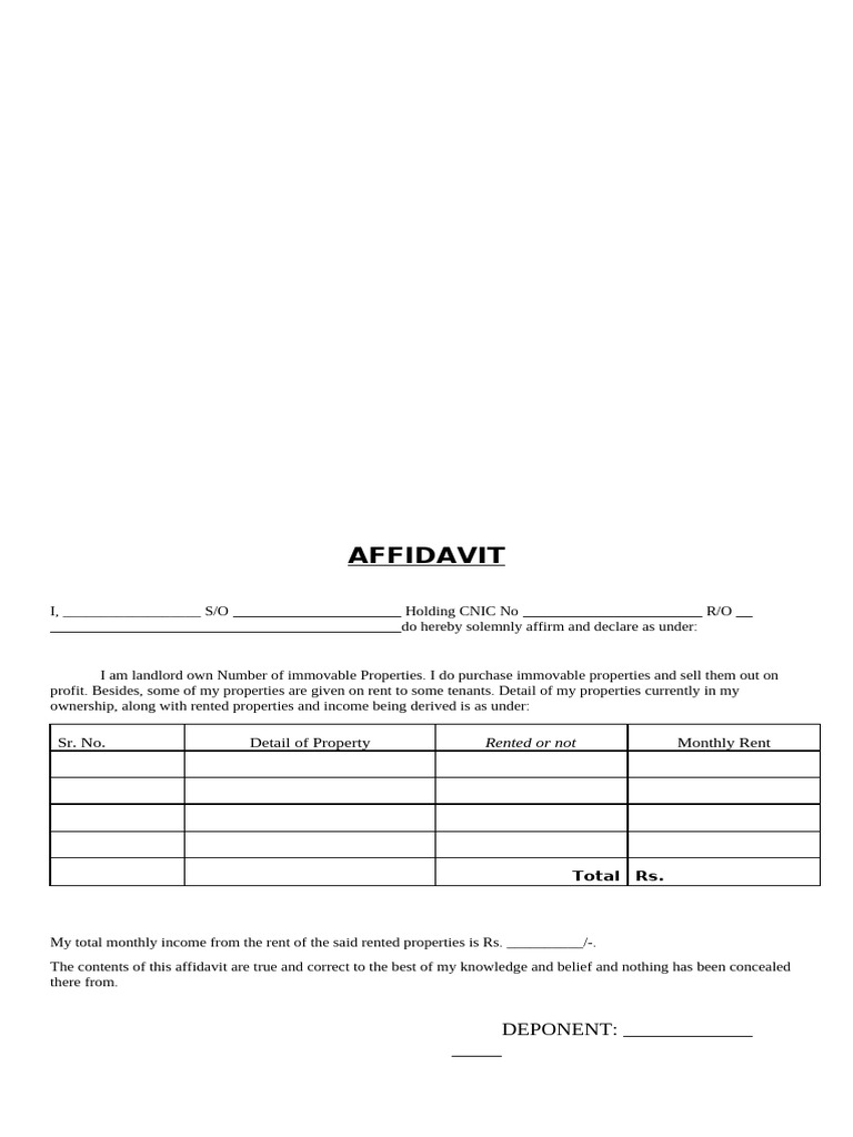 AFFIDAVIT Source of Income | PDF