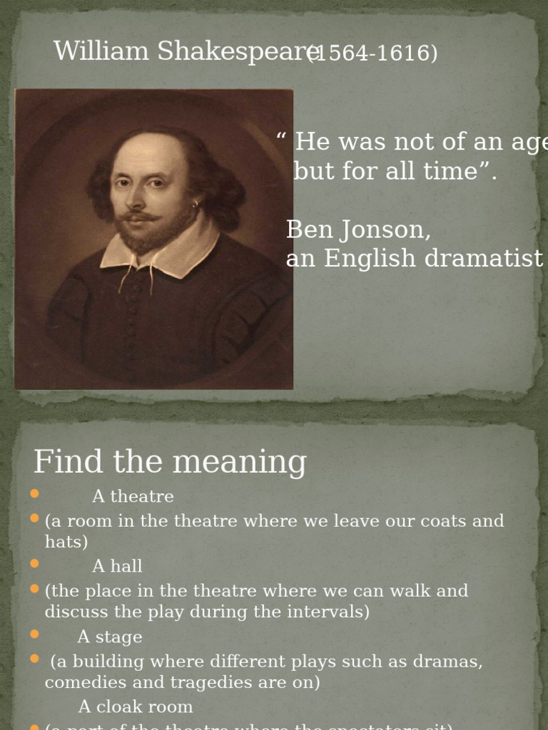 Shakespeare Presentation | PDF | William Shakespeare | Theatre