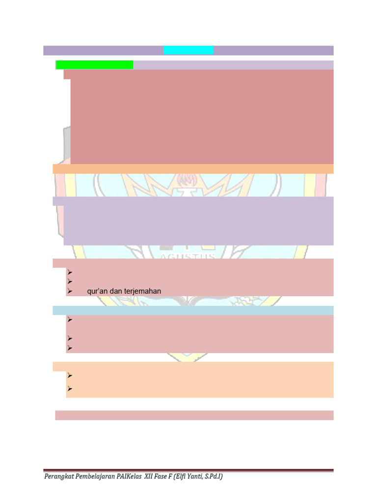 Modul Ajar Pai&bp Sem. 1 KLS Xii Mawaris 2024 | PDF